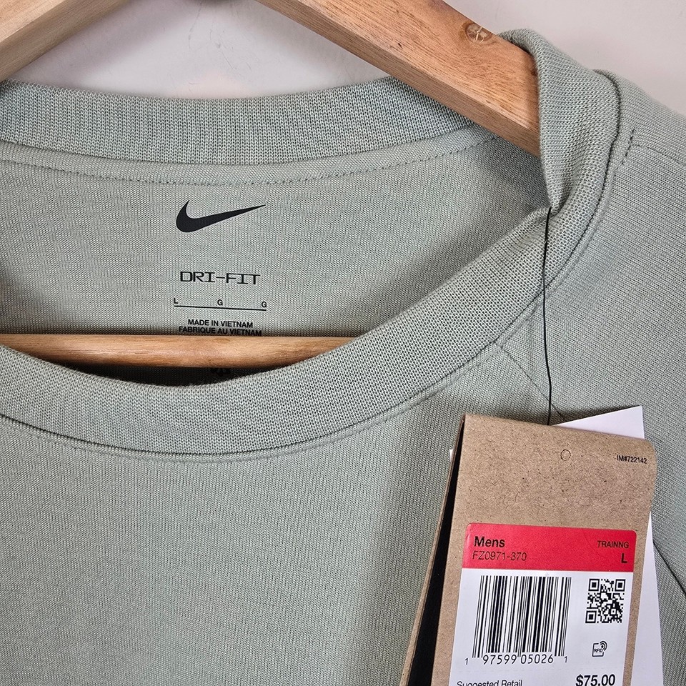 Nike Men's Size L Dri-FIT Primary Fleece UV Crewneck Sweatshirt Jade ...