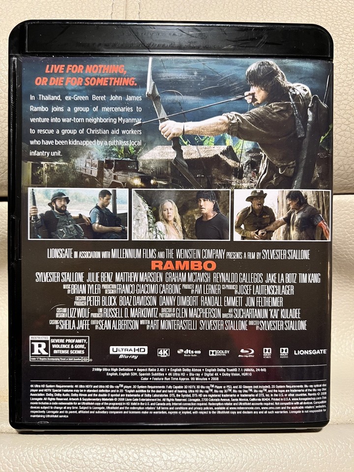 Rambo IV AKA John Rambo 4K ULTRA HD Extended Cut & Theatrical Cut ...