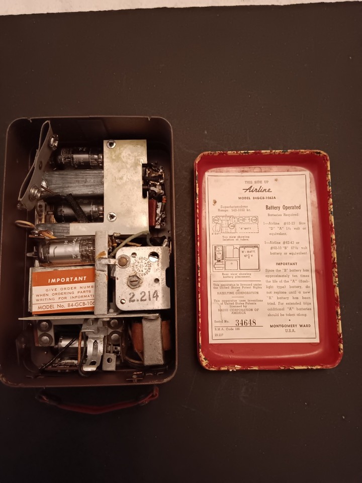 GAROD 4A1B & AIRLINE 84GCB- 1062A2 VINTAGE RADIO (2) portable tube no ...