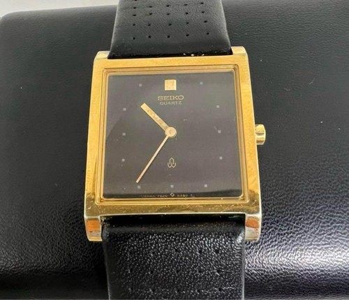 Seiko Quartz Men's Black Onyx Vintage Watch 3.2cm Rectangular Used H | eBay