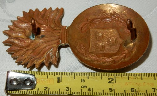 WW1 ERA ROYAL MUNSTER FUSILIERS REGIMENT HELMET BUSBY CAP BADGE BRASS ...