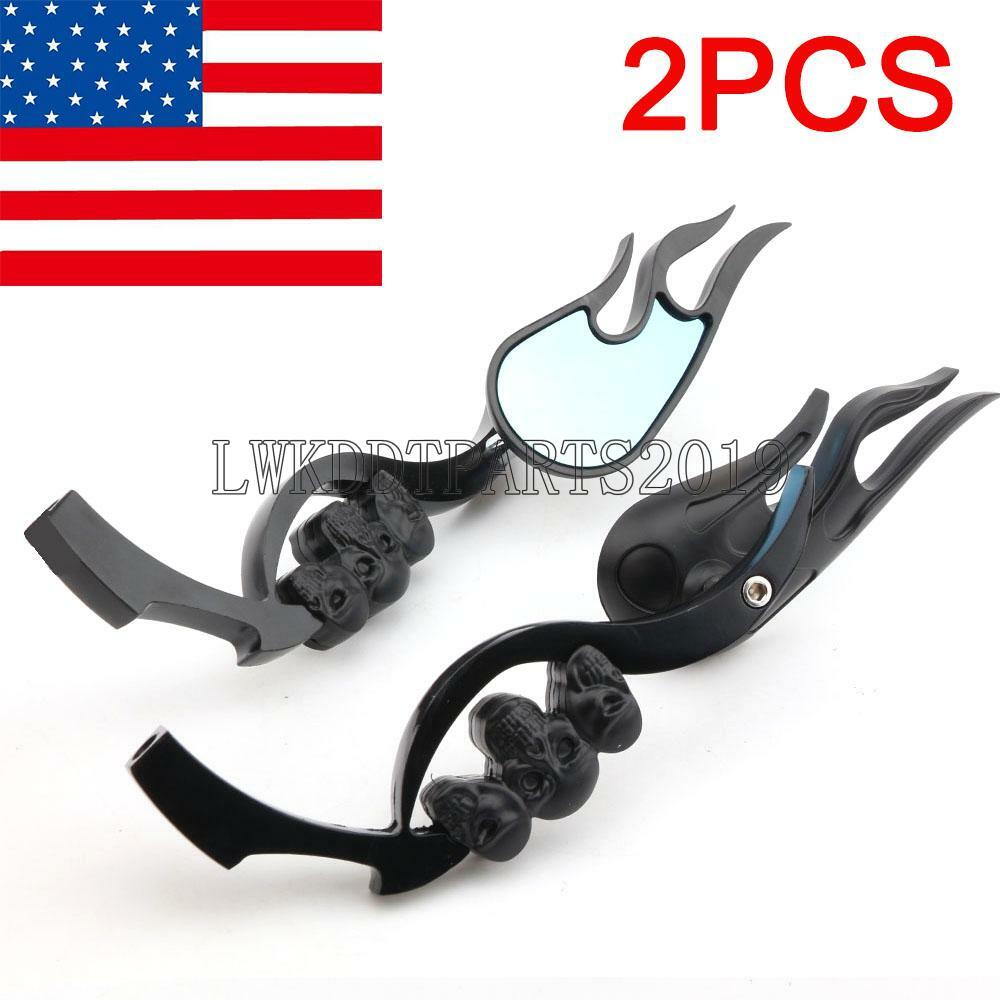 Black Skull Motorcycle Mirrors For Harley Touring Cruiser Bobber ...