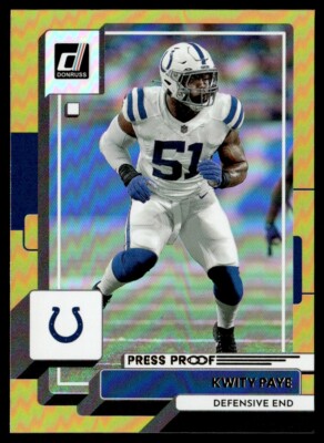 2022 Donruss Gold Holo Press Proof Kwity Paye Indianapolis Colts #54 | eBay