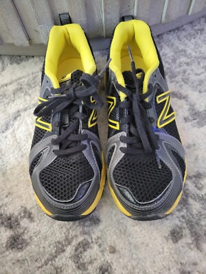 New Balance 554 Shoes Boy's sz 2 Running Athletic Shoes Black Gold Mesh ...