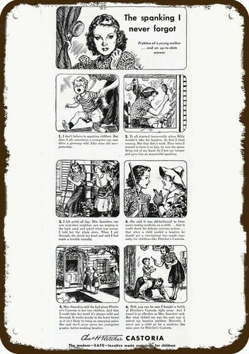 1940 MOM SPANKS SON Spank Spanking Castoria Oil DECORATIVE REPLICA ...