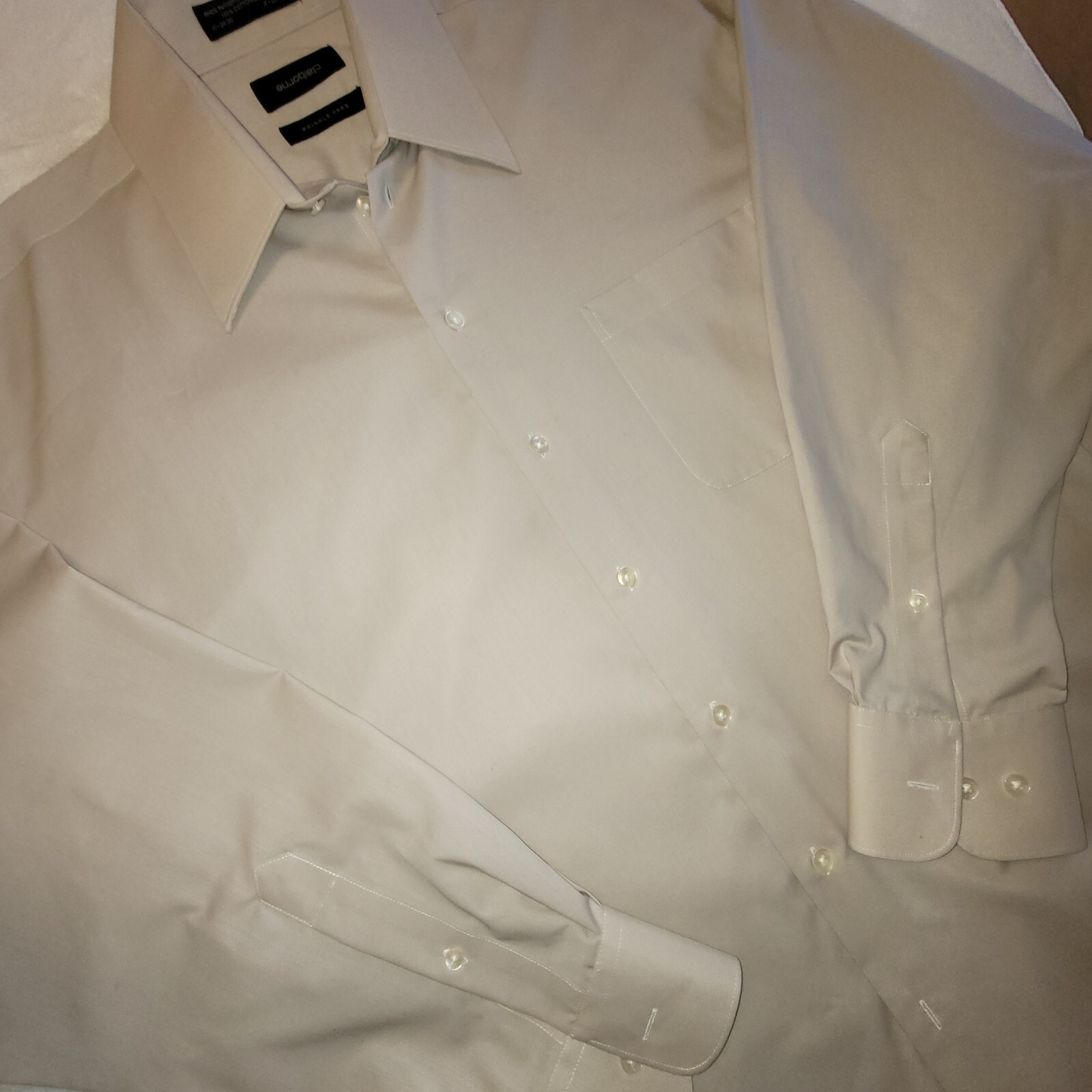 Claiborne Wrinkle Free Shirt Long Sleeve Beige Button Up Mens Size XL ...