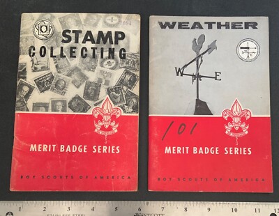 Vintage STAMP COLLECTING & WEATHER Boy Scouts of America Merit Badge ...
