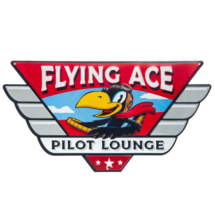 FLYING ACE ~ PILOT LOUNGE Aviator Pilot Aviation Embossed Tin Metal ...