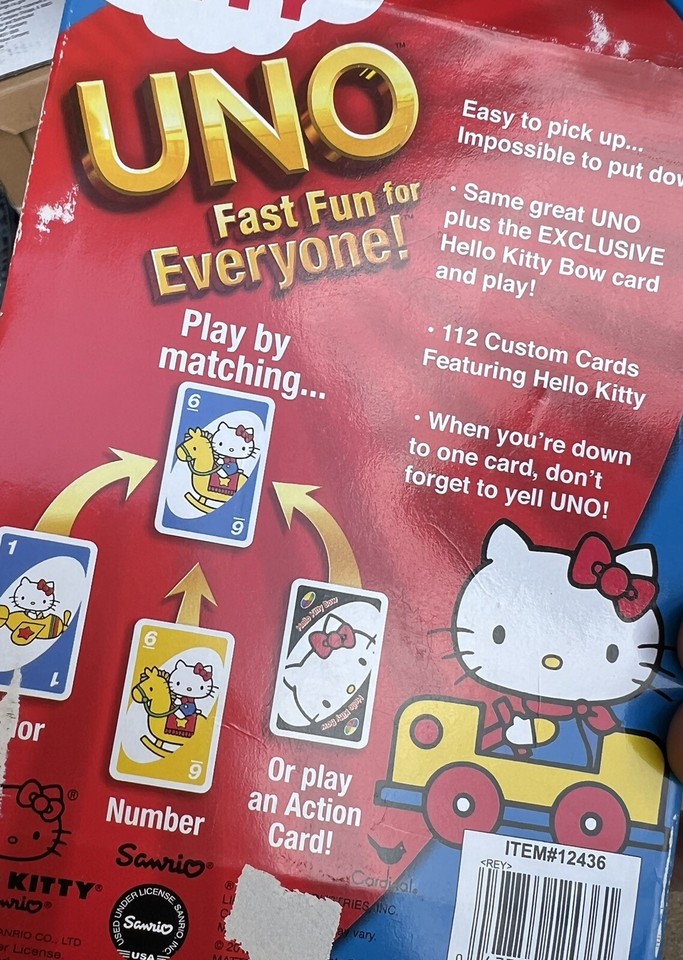 UNO Hello Kitty Card Game 112 Custom Cards Bow Card Cardinal Sanrio ...