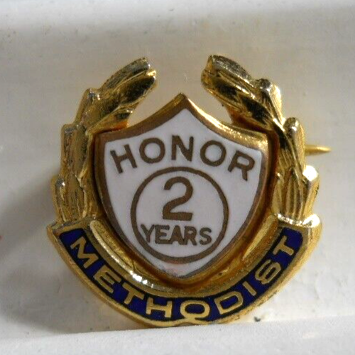 Methodist Service Honor Award Pin 2 Year Member Lapel White Gold Safety ...