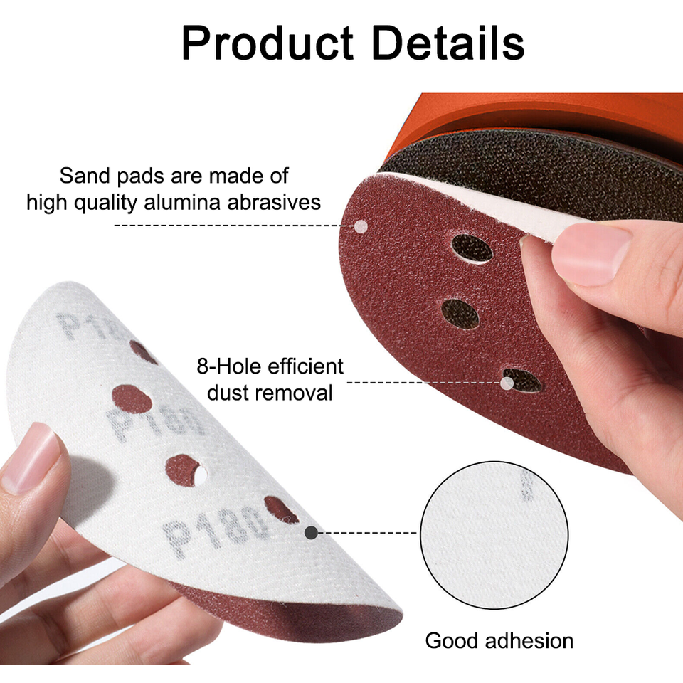 125X Sanding Discs 60 80 100 120 240 Grit 5 inch Hook Loop Orbital ...