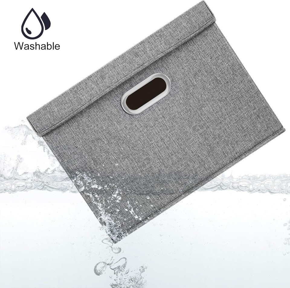 35L Large Folding Fabric Storage Box Washable Steel Frame Wardrobe ...
