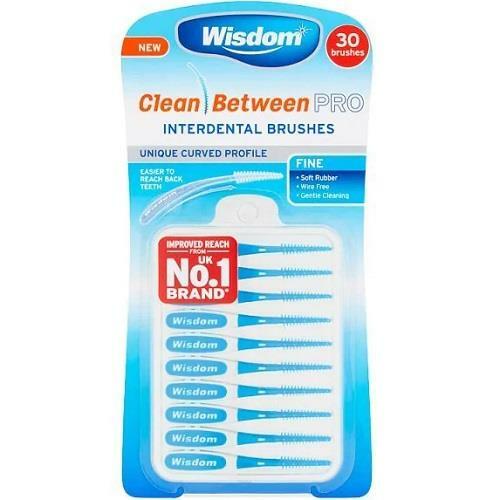 Wisdom Clean Between Pro Interdental Brushes Blue Fine 1 Pack Of 30 ...
