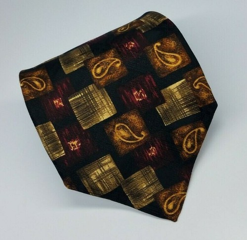 Robert Talbott Studio Silk Tie Black Red Brown Paisley Men Necktie 57 x 3.75 | eBay