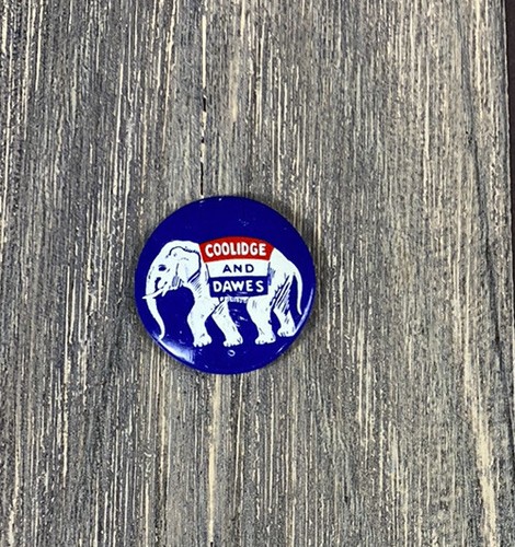 Vintage 1 1/8” Political Pin Reproduction Coolidge and Dawes Elephant ...