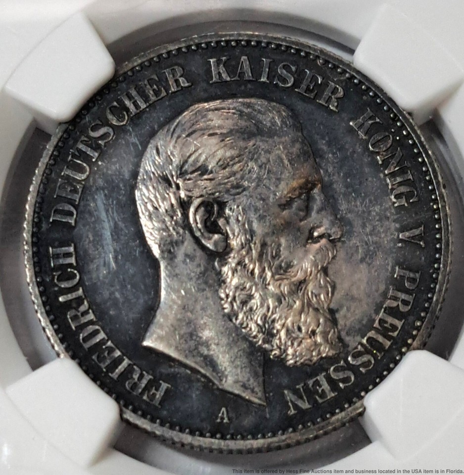 NGC MS 61 1888 A Prussia Friedrich III Germany 2 Mark Silver Coin | eBay