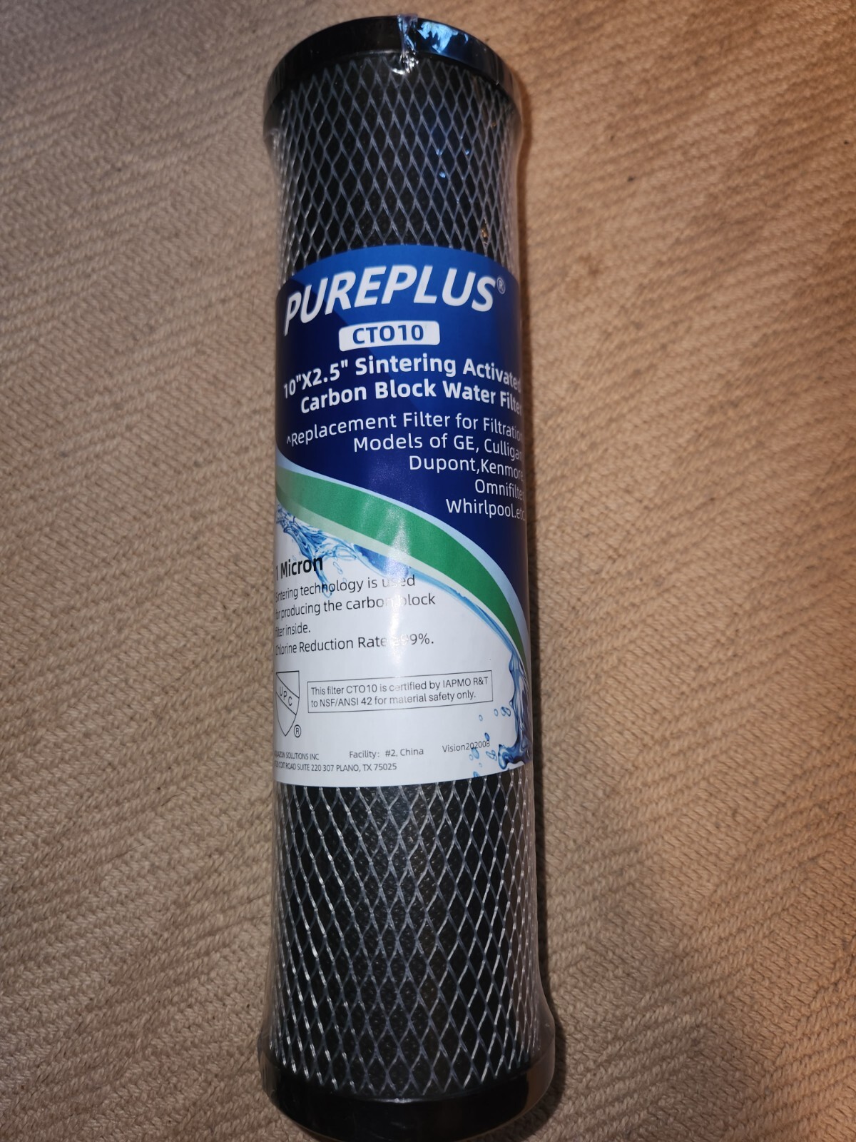 Pureplus Water Filter Model CT010 4-pack Block Charcoal | eBay