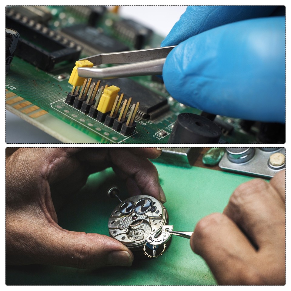 3Pcs Precision Tweezers Set ESD-10/13/15 Anti-Static Craft Tweezers Kit ...