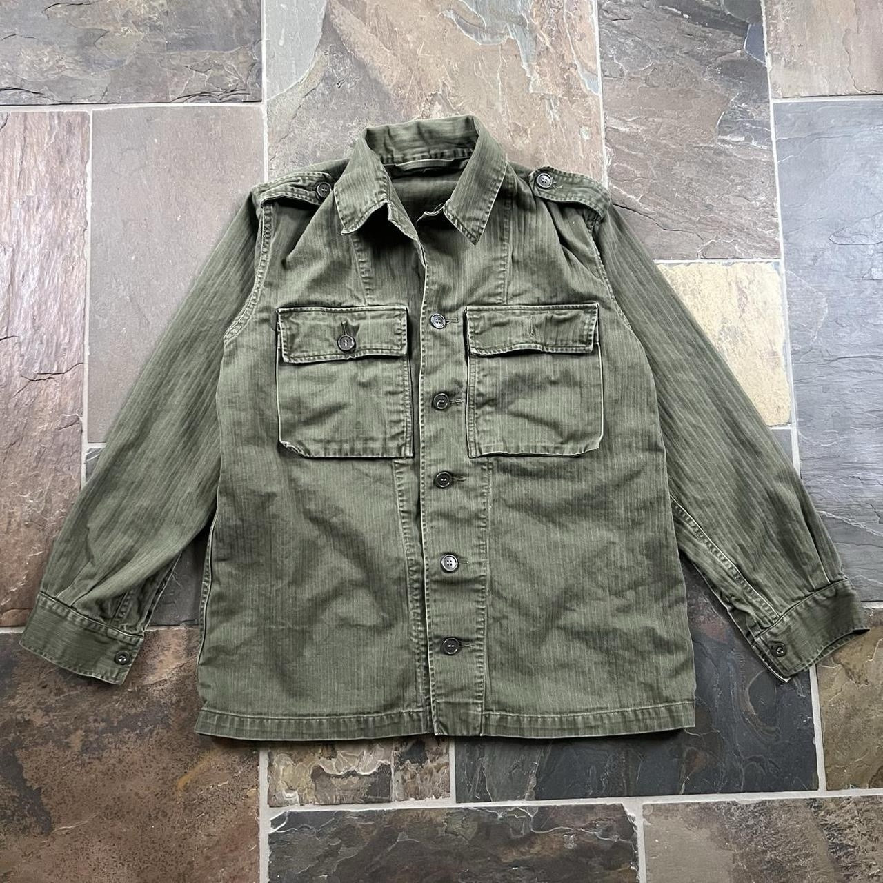 Vintage Dutch Army HBT Herringbone Work Military Jac… - Gem