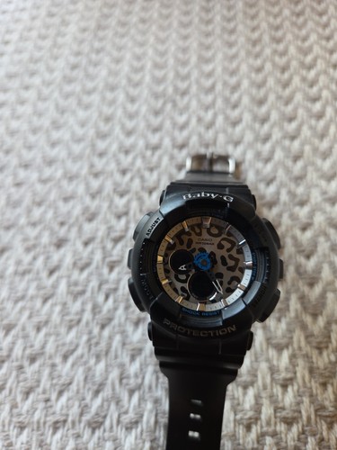 RARE! Casio Baby-G 5457 Leopard Print BA-120LP Women's Black & Silver ...