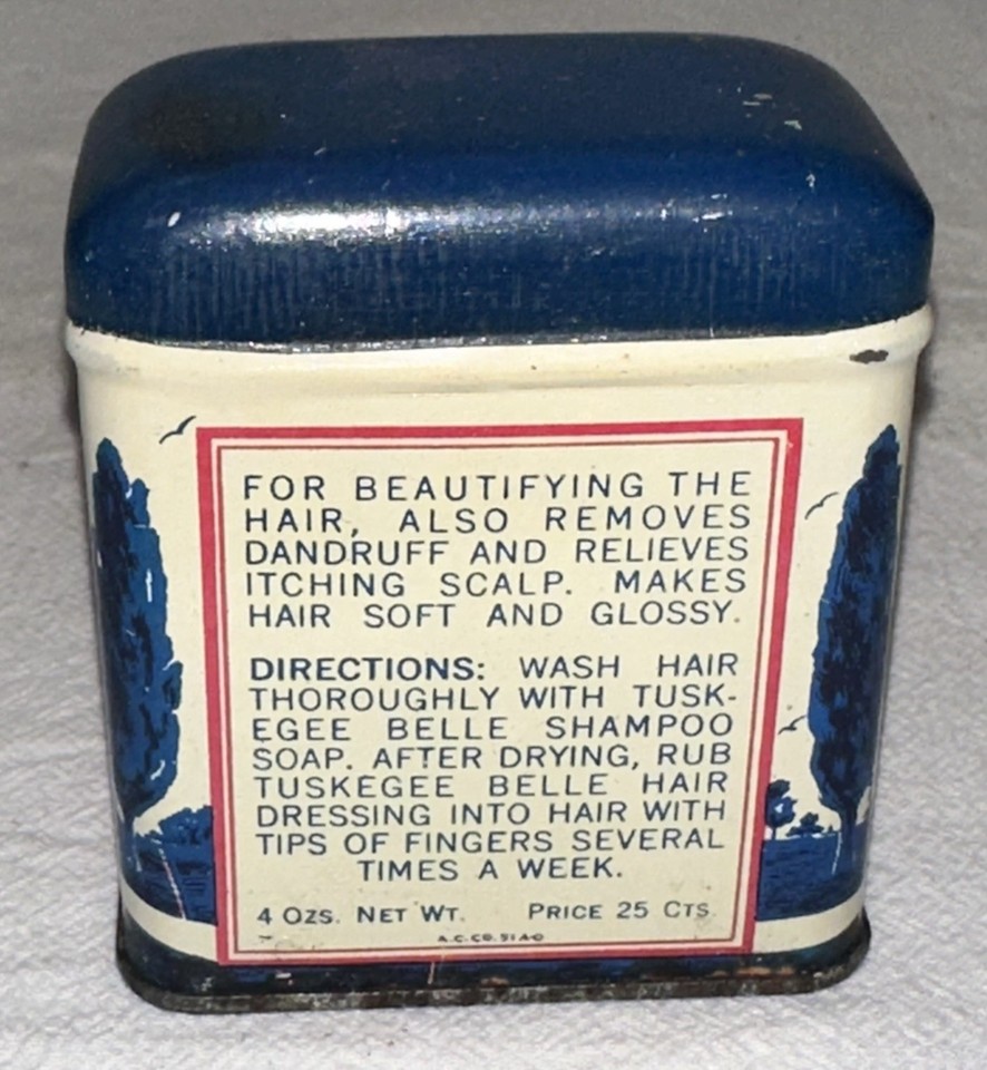 ANTIQUE TUSKEGEE BELLE HAIR CARE DRESSING POMADE TIN LITHO CAN ...