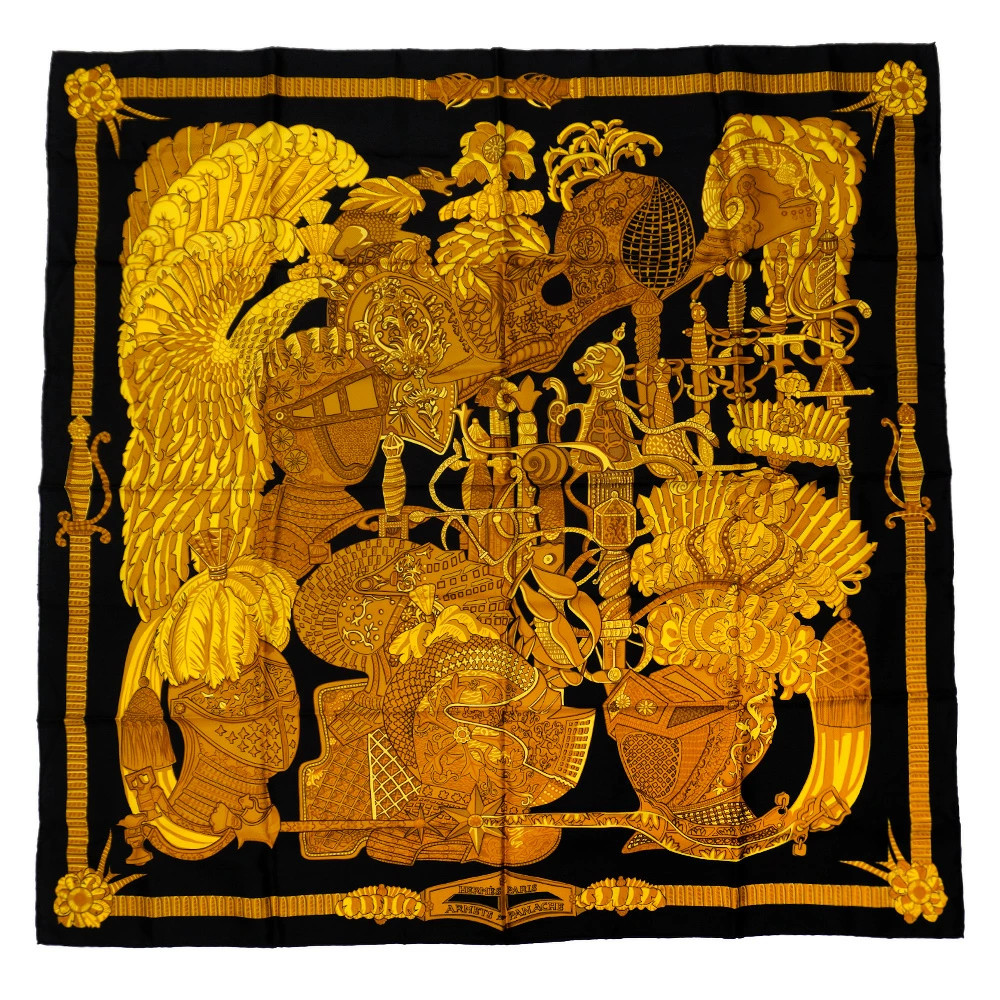 Hermes Silk Scarf Carre 90 Armets en Panache Helmet Yellow Black 35 in ...