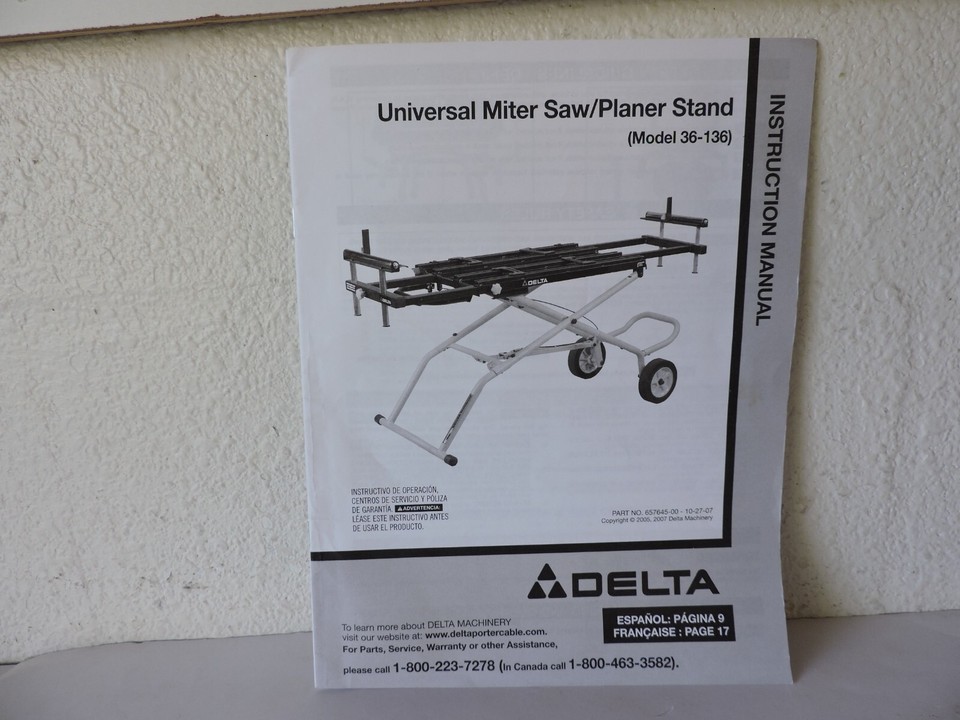DELTA UNIVERSAL MITER SAW/ PLANER STAND MODEL 36-136 MANUAL | eBay