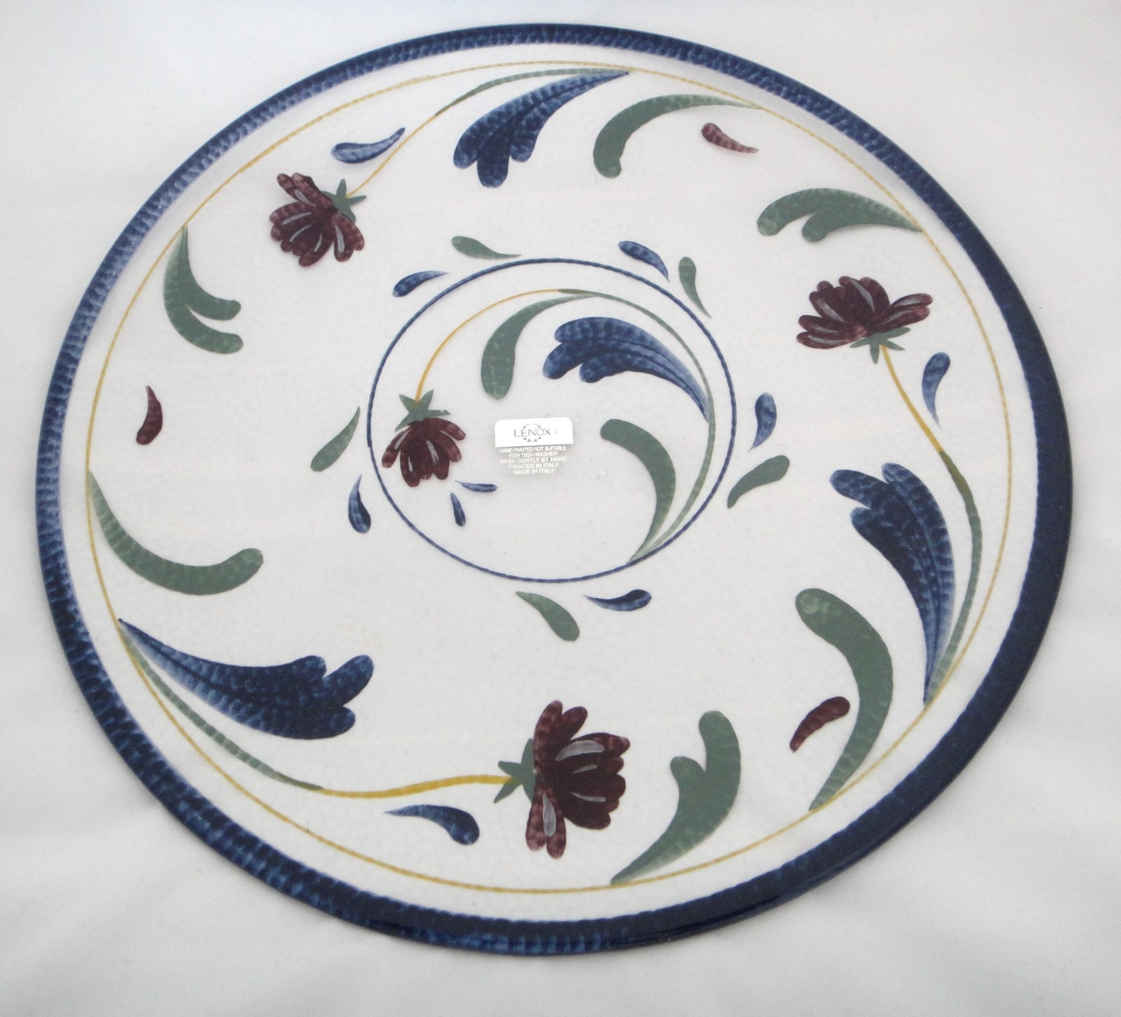 Lenox Decorative Round Glass Serving Platter - Poppies On Blue Pattern ...