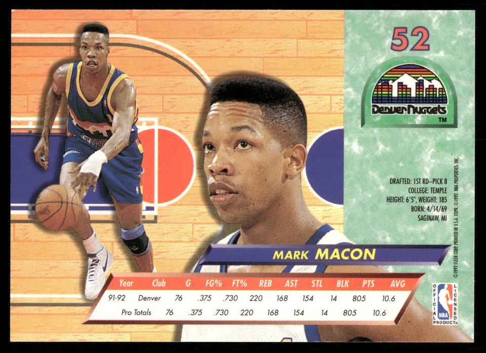 1992-93 Ultra #52 Mark Macon Denver Nuggets | eBay