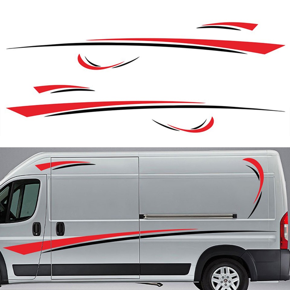 Black & Red Caravan Trailer RV Stripes Vinyl Stickers Graphics Decals ...