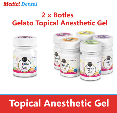 2 Bottles Dental Gelato Topical Anesthetic Gel 1oz Jar Keystone Gluten ...
