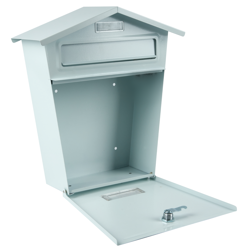 NEW LARGE OUTDOOR STEEL POST BOX POSTBOX LOCKABLE LETTER MAIL WALL ...