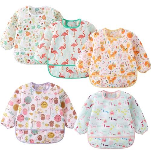 ElecMotive 5 Pack Long Sleeve BibBaby Toddler Waterproof Sleeved Bib ...