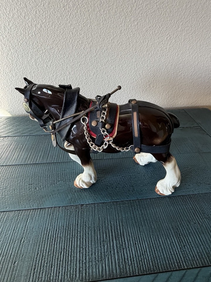Vintage Melrose Pottery Shire Horse Porcelain Figurine with Leather ...