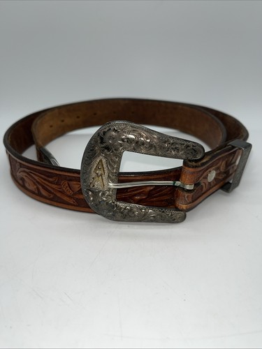 JM Capriola Leather Belt Sterling Silver Buckle Diablo Mfg Co Western ...