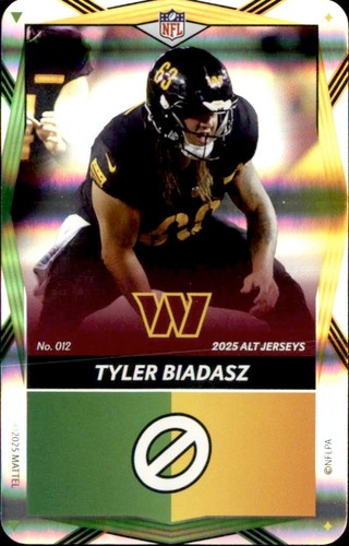 2025 Uno Elite Alternate Jersey DUAL FOIL Yellow Green Tyler Biadasz ...