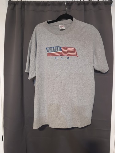 Anvil USA Flag Gray Graphic T Shirt, Men's XL Shirt, Pre Shrunk Freedom ...