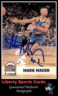 1993-94 NBA Hoops Mark Macon #55 Authentic Autographed Card Denver ...