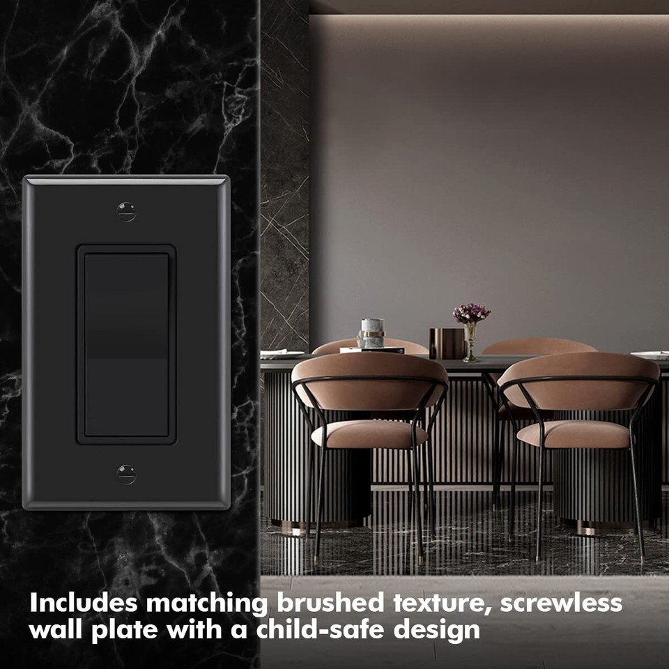 10 Pack Decora Light Switch Black, Single Pole Paddle Rocker,15A 120V ...