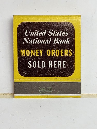Vintage UNITED STATES NATIONAL BANK Matchbook Cover Money Orders ...