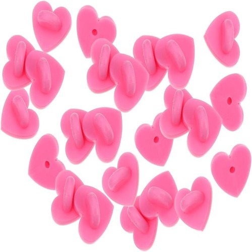 Pink Rubber Pin Backs Pink Heart Shaped Rubber Pin Backs For DIY ...