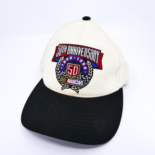 Vintage Nascar Hat Mens Adjustable White Strap 50th Anniversary Car ...