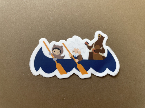 RARE Salesforce Sticker - Group in Canoe - Astro, Codey, Einstein | eBay