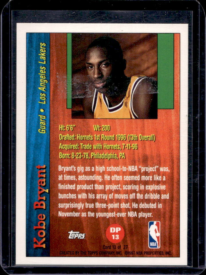 1996-97 Topps Kobe Bryant Draft Picks Redemption Rookie #DP13 Lakers | eBay