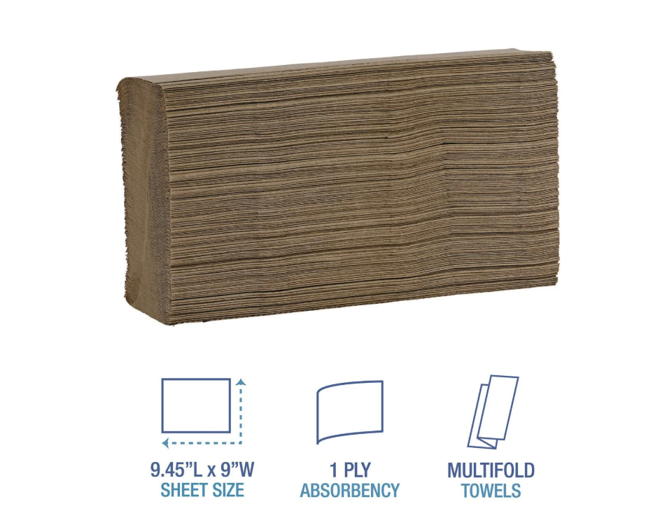 Boardwalk Multifold Commercial Paper Towels, Natural, 250 Towels/Pack ...
