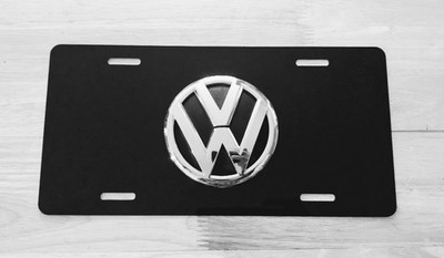 FOR VOLKSWAGEN - Black Aluminum License Plate-Chrome Volkswage Emblem ...