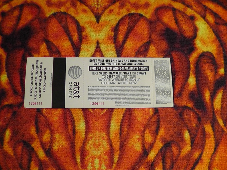 Ozzy Osbourne Concert Ticket January 24 2011 Front Floor Row 2 San ...