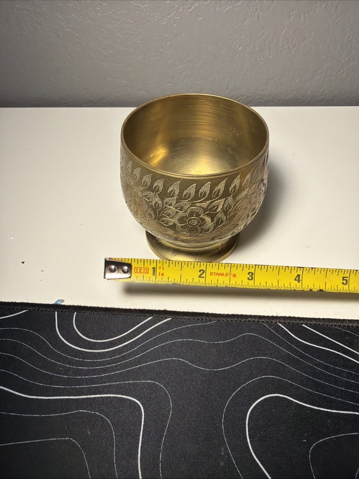 Engraved Vintage Brass Pot- Made in India | eBay