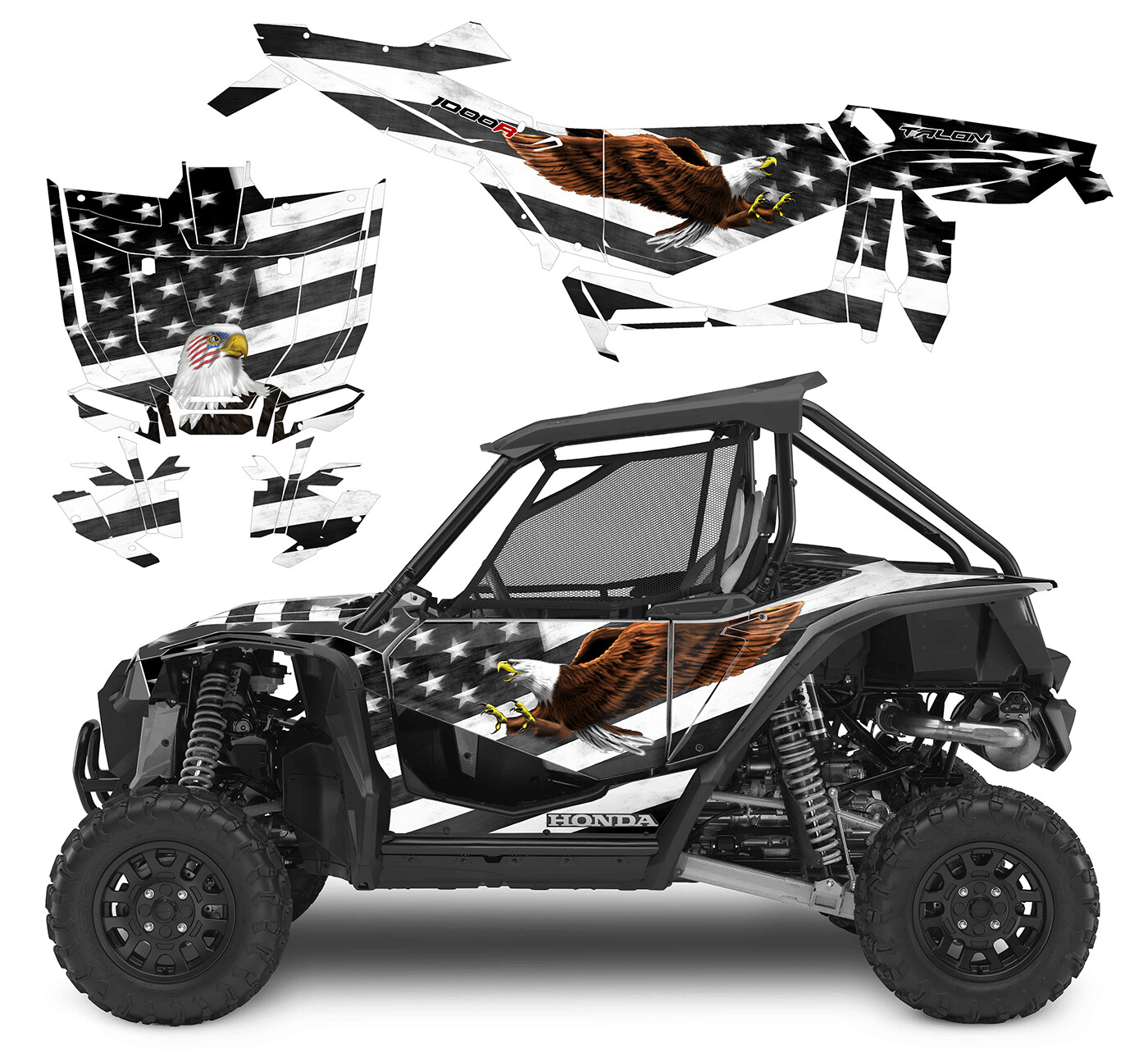 Honda Talon 1000R X custom wrap decal graphic kit American Flag Bald ...