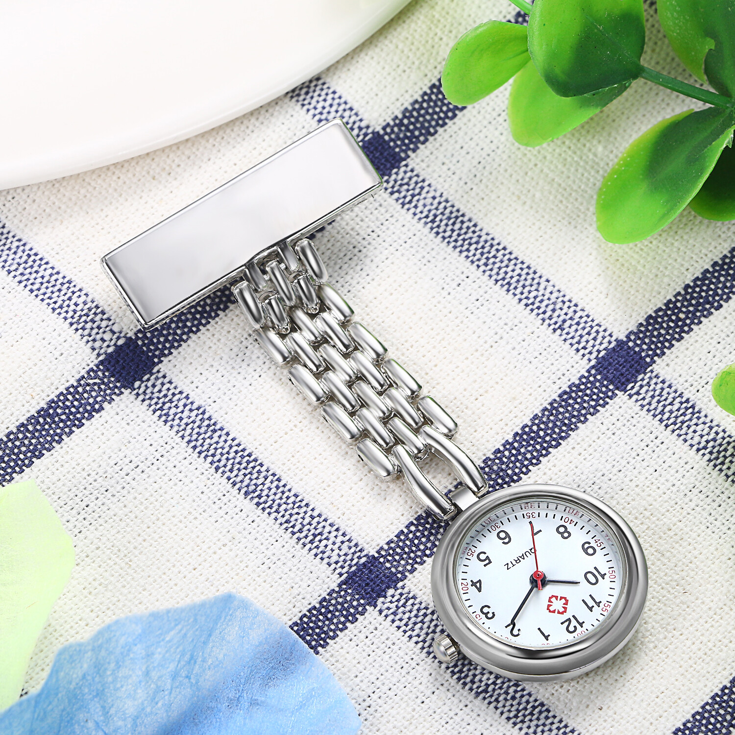 Clip on Nurse Watch Pin Brooch FOB Silver Quartz Analog Watch for ...